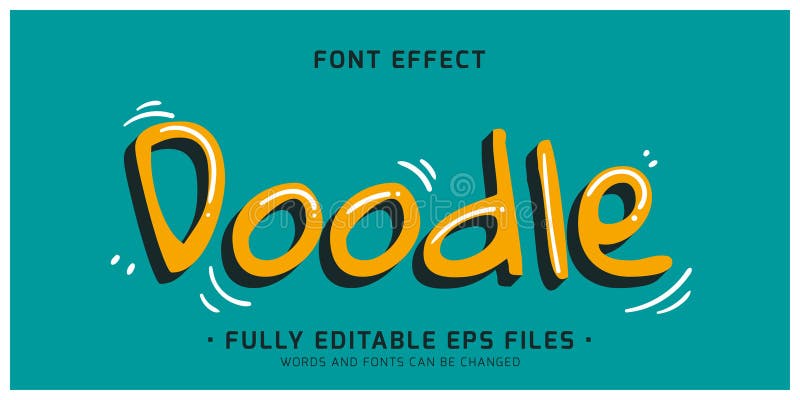 Doodle Kawaii Cute Editable Vector Text Effect Stock Vector ...
