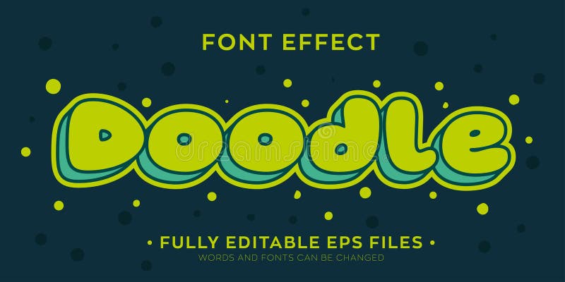 Doodle Kawaii Cute Editable Vector Text Effect Stock Vector ...