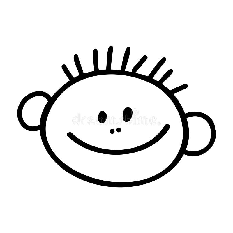 Doodle Kid, Outline Cartoon Vector Drawing Child Vector Stock Vector ...