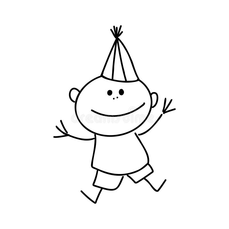 Doodle Kid, Outline Cartoon Vector Drawing Child Vector Stock Vector ...