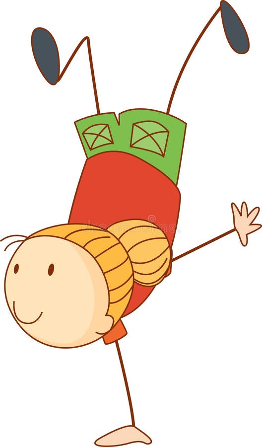 A Doodle Kid Performing a Break Dance Cartoon Character Isolated Stock ...