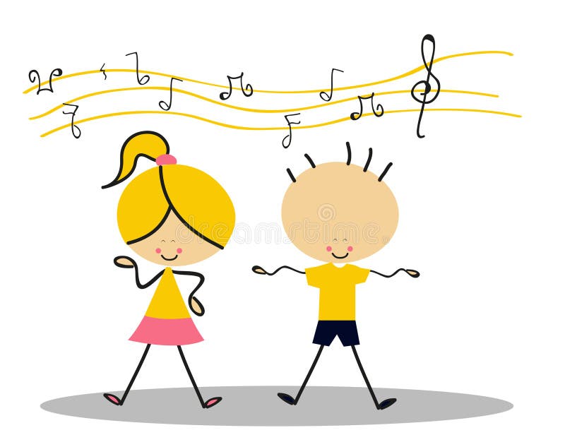 Doodle Kids Singing - Full Color Stock Vector - Illustration of action ...