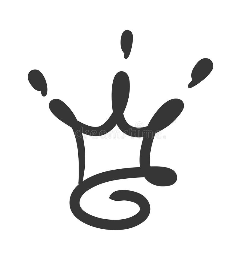 Doodle King Queen Crown. Hand Drawn Logo Black Set. Vector Kingdom ...