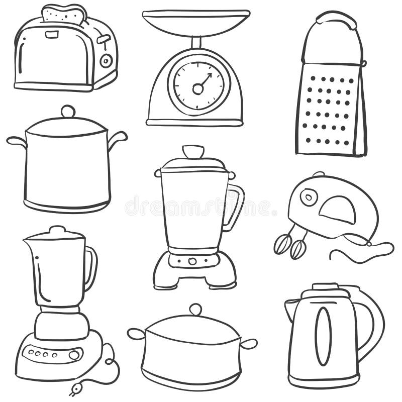 Doodle of Kitchen Equipment Style Stock Vector - Illustration of ...