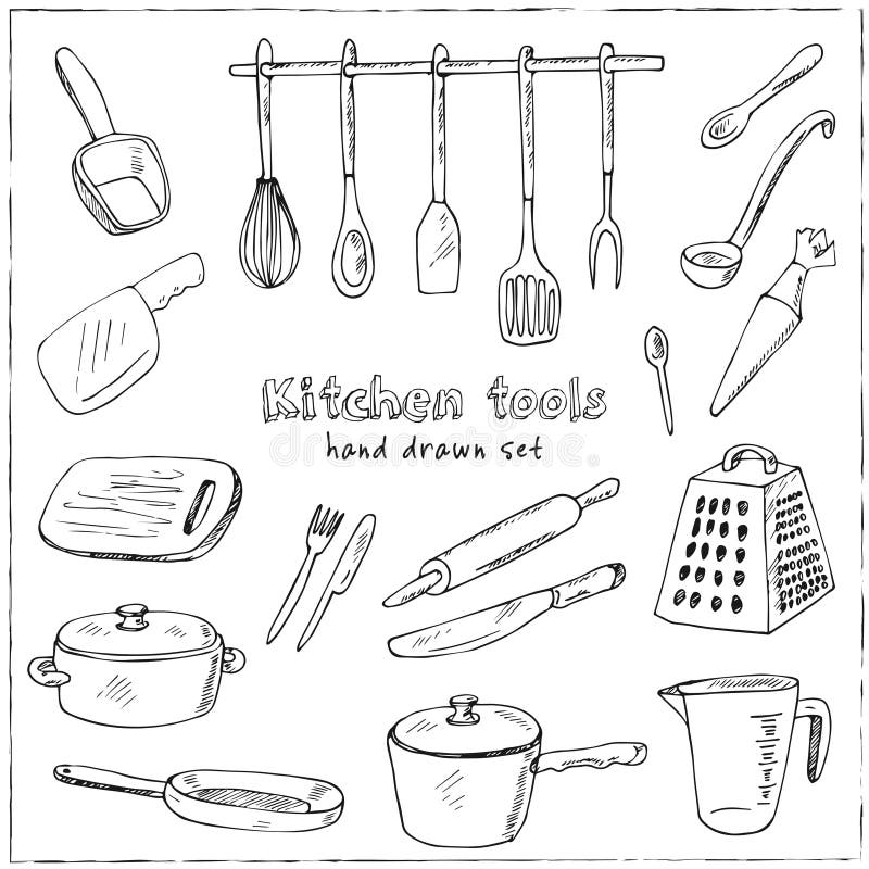 Doodle Kitchen Tool Collection - Vector Illustration Stock Vector ...