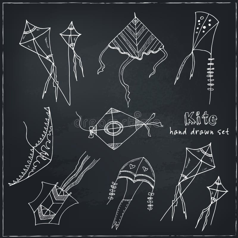 Doodle Kite Shape with Teal on Gray Background Seamless Pattern Vector ...