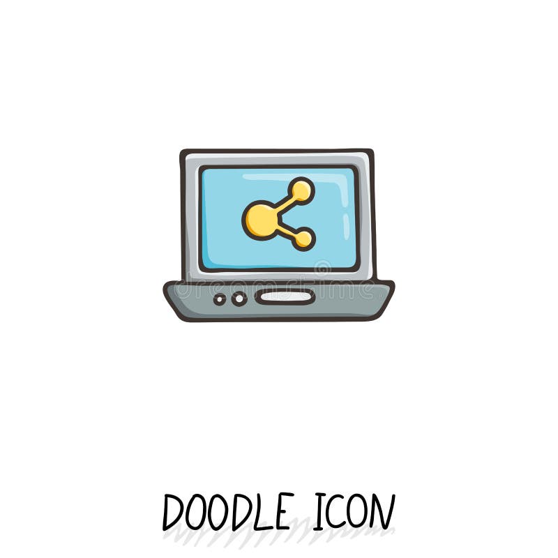 Doodle Laptop Icon Illustration. Netbook, Ultrabook. Stock Vector ...