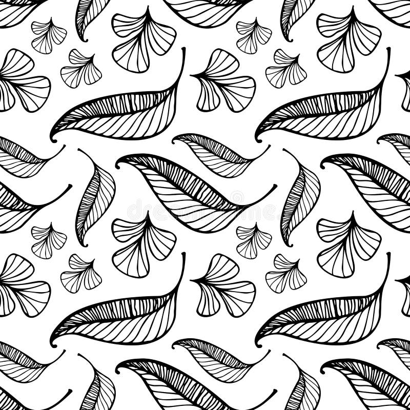 Doodle Leaf Pattern stock vector. Illustration of foliage - 111041879