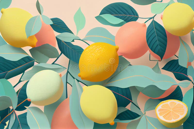 Doodle Lemon and Abstract Elements. Hand Drawn Pattern Illustrations ...