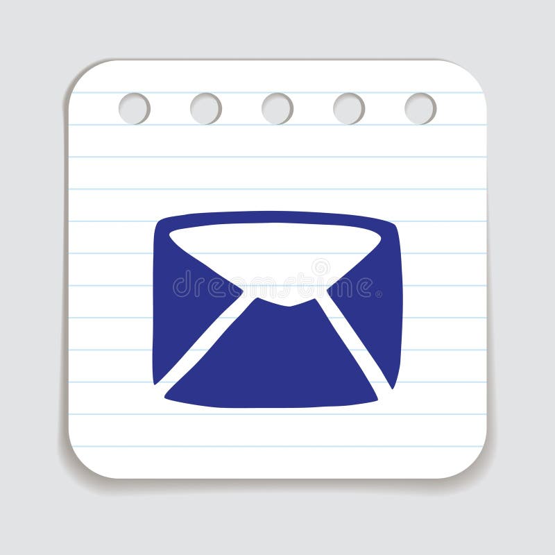 Doodle Letter Envelope Icon Hand Drawn with Blue Pen on a Notepaper in ...