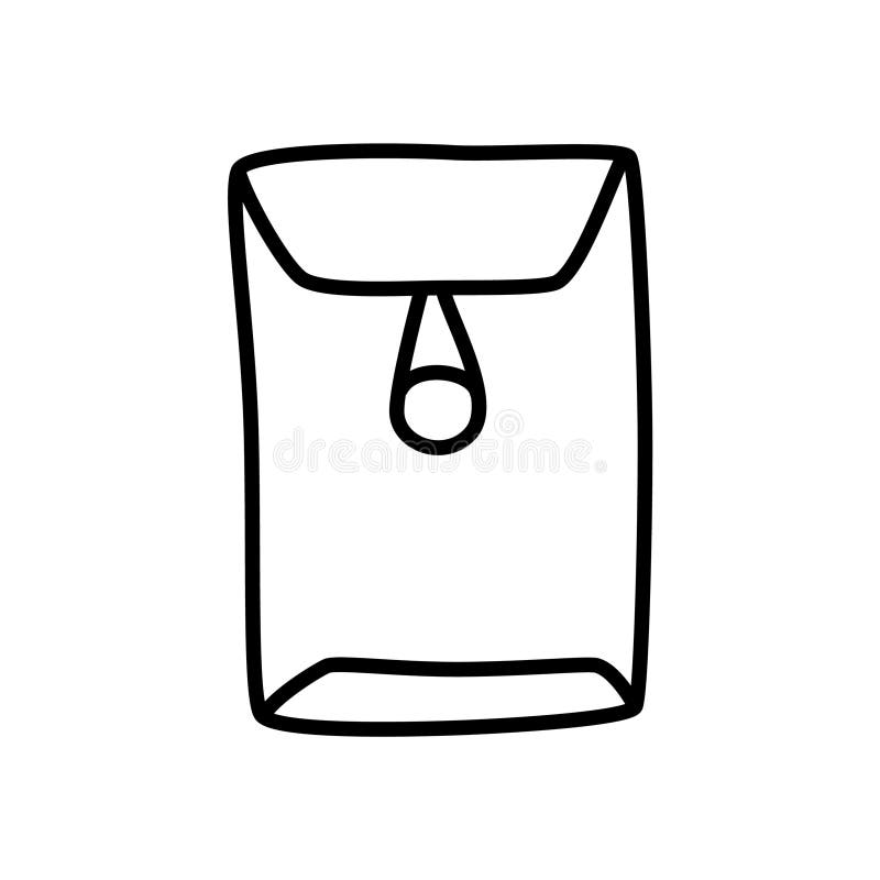 Doodle Letter, Open End Button String Envelope Hand Drawn with Thin ...