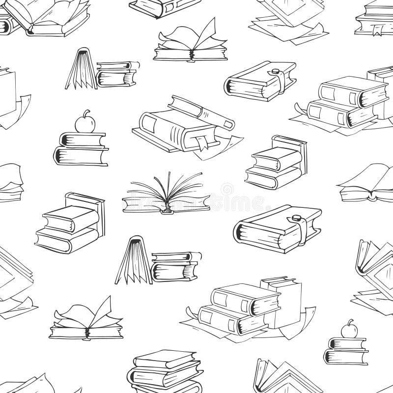 Doodle Library Book Seamless Vector Pattern Background Stock Vector ...