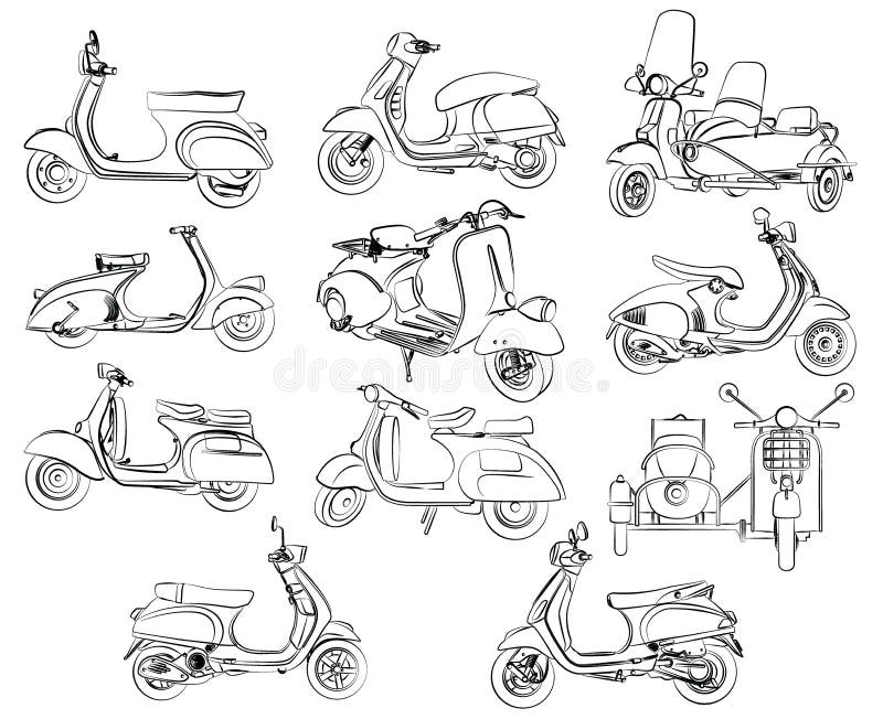Motorcycle Doodle in Pattern. Stock Vector - Illustration of isolated ...