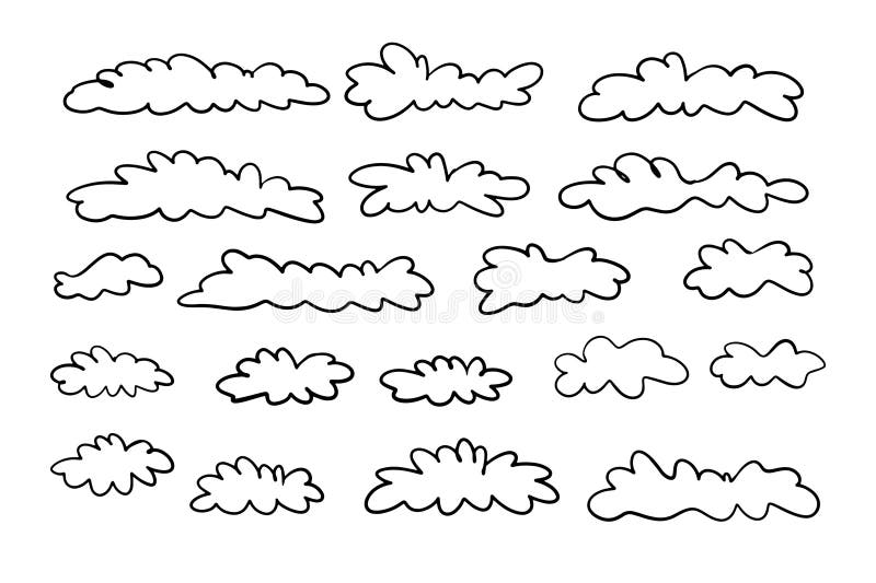 Doodle Line Cloud Hand Drawn in the Sky Stock Vector - Illustration of ...