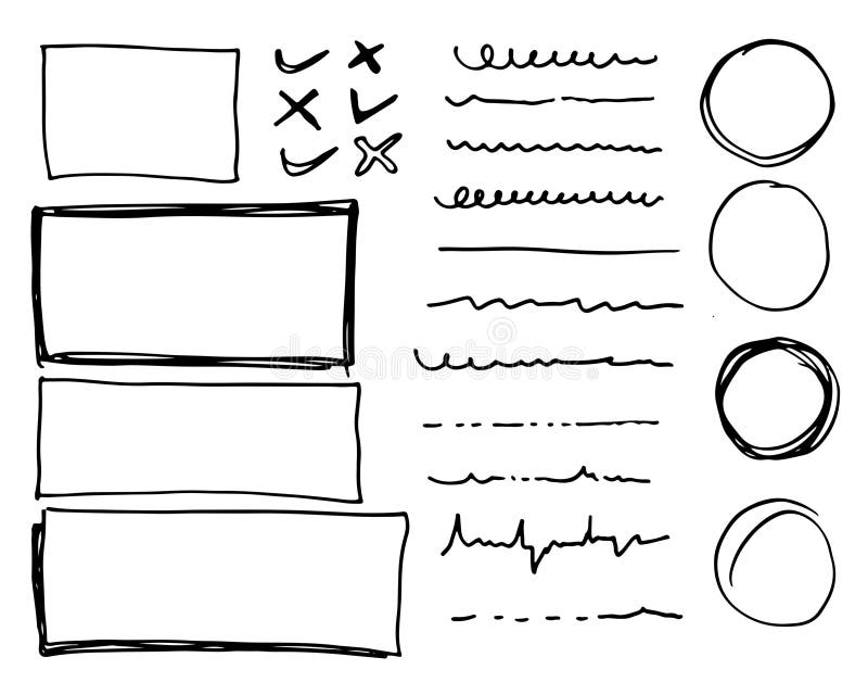 Doodle Lines and Curves Vector. Set of Simple Doodle Lines, Curves ...