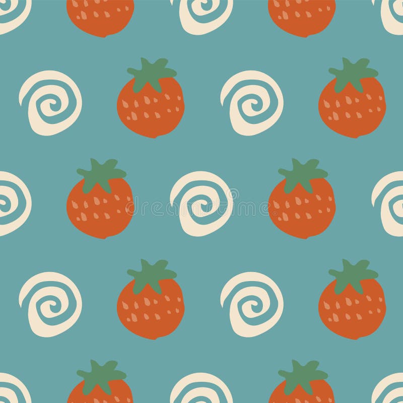 Doodle Lines Strawberry Seamless Repeat Pattern Design. Stock Vector ...