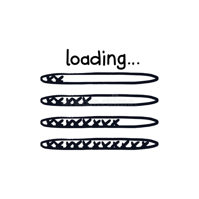 Doodle Loading Level. Hand Drawn Loading Bar Filled with Crosses from ...