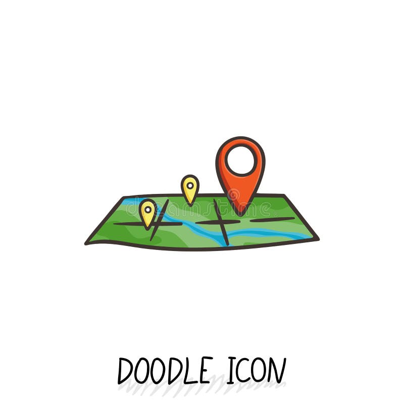 Doodle Location Icon. Map Pictogram Stock Vector - Illustration of ...