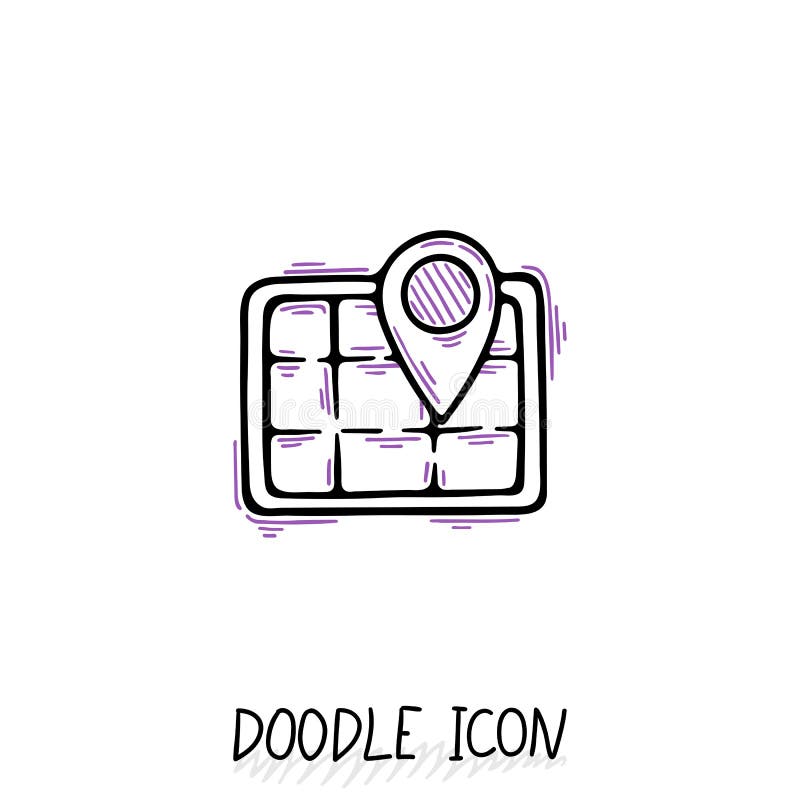 Doodle Location Icon. Map Pictogram Stock Vector - Illustration of ...