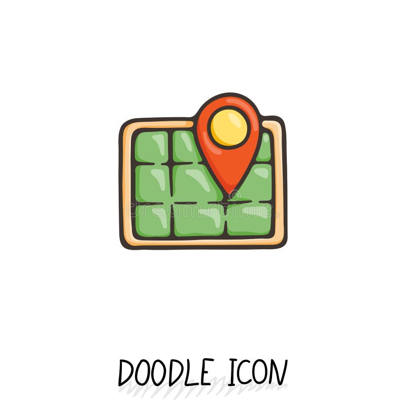 Doodle Location Icon. Map Pictogram Stock Vector - Illustration of ...