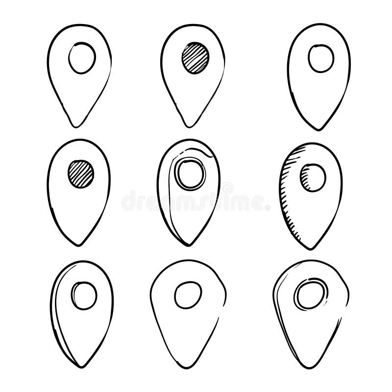 Doodle Location Symbol Map Geography Direction Stock Vector ...