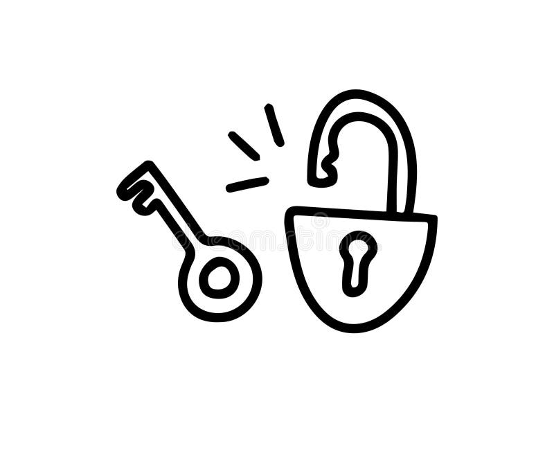 Doodle Lock and Key. Hand Drawn Sketch Style Stock Vector ...