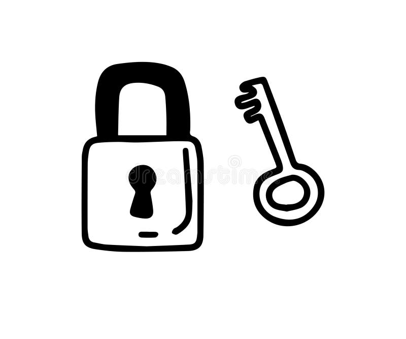 Doodle Lock and Key. Hand Drawn Sketch Style Stock Vector ...
