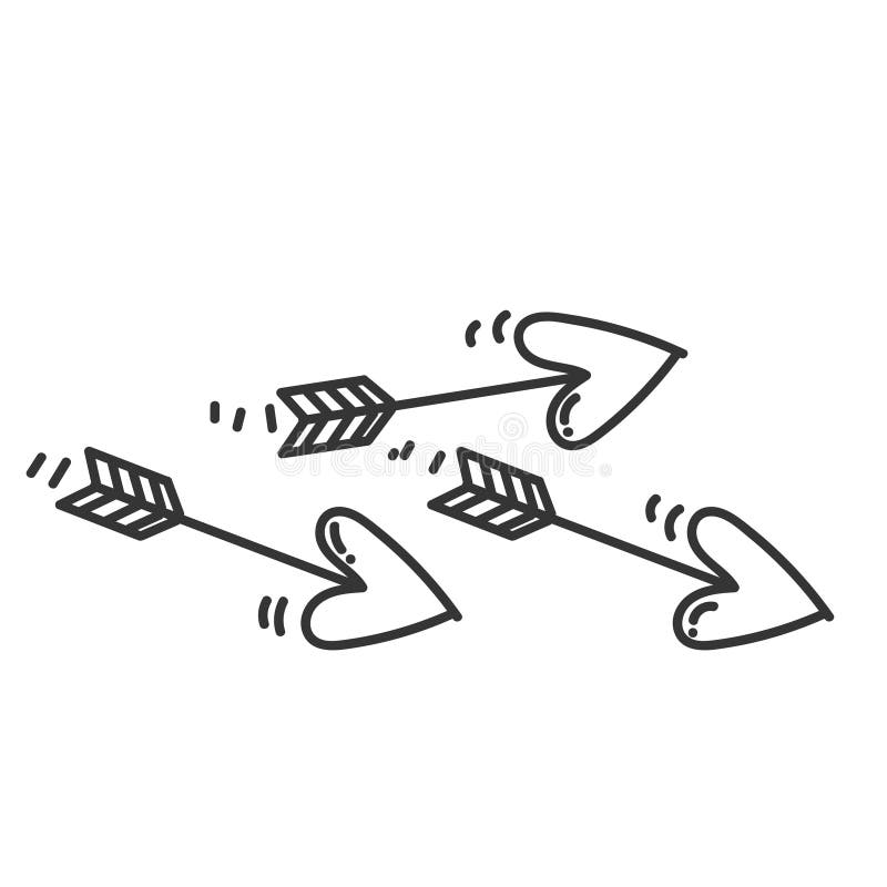 Doodle love arrow icon stock vector. Illustration of heart - 384479734