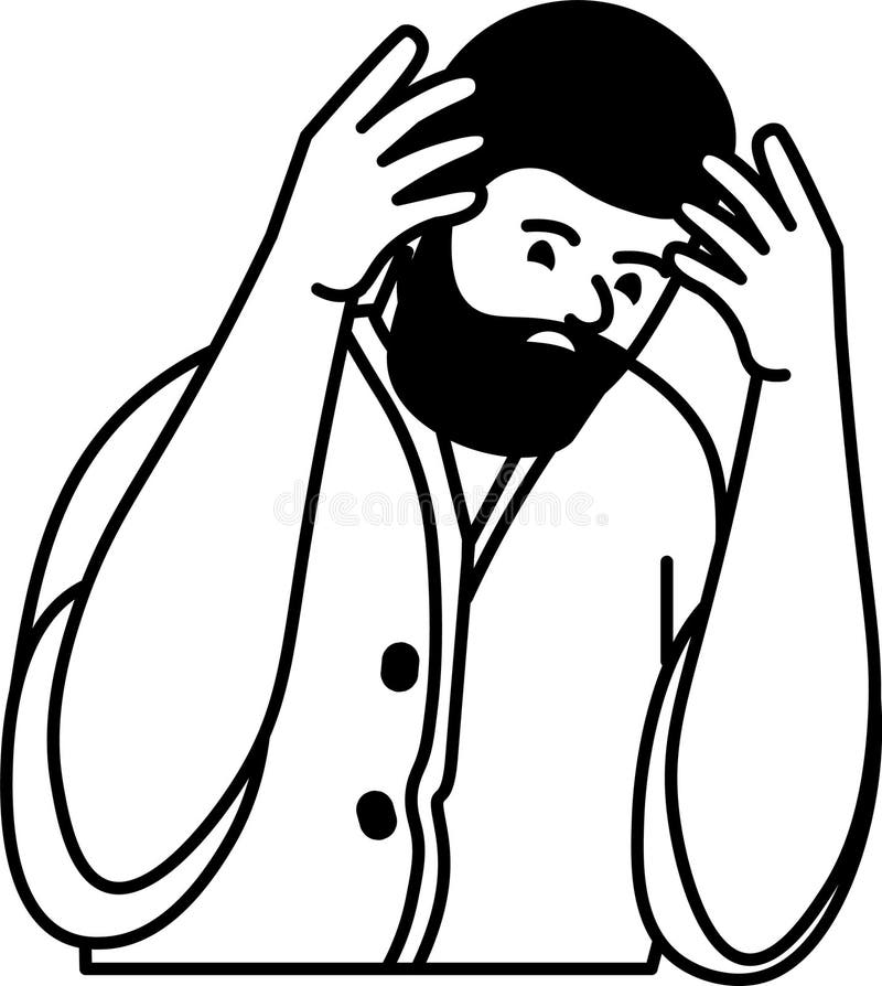 Doodle Man Character Keeping His Head Gesture Stock Illustration ...