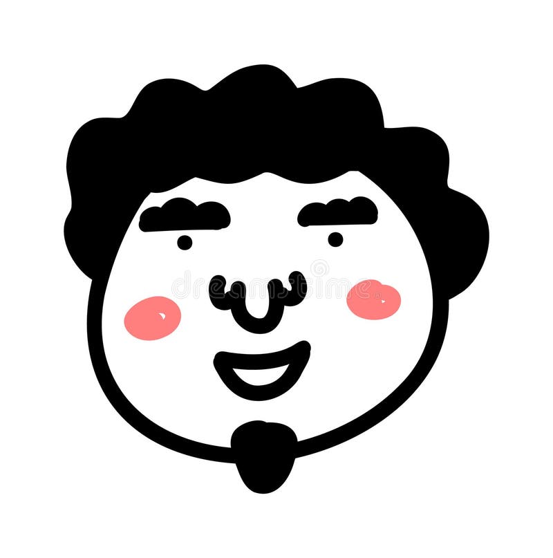 Doodle Man Faces. Cartoon Portrait of Characters. Vector Illustration ...