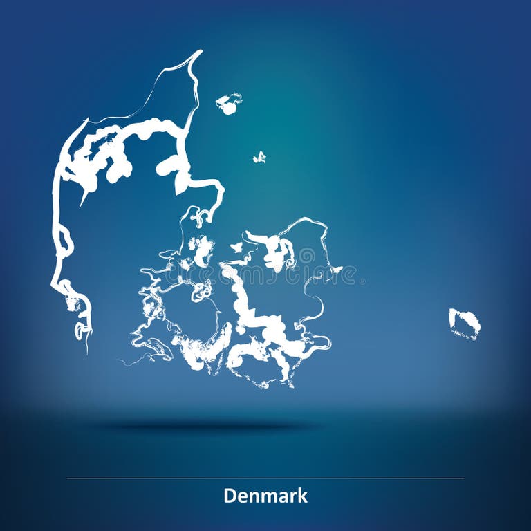 Doodle Map of Denmark stock vector. Illustration of contour - 125161909