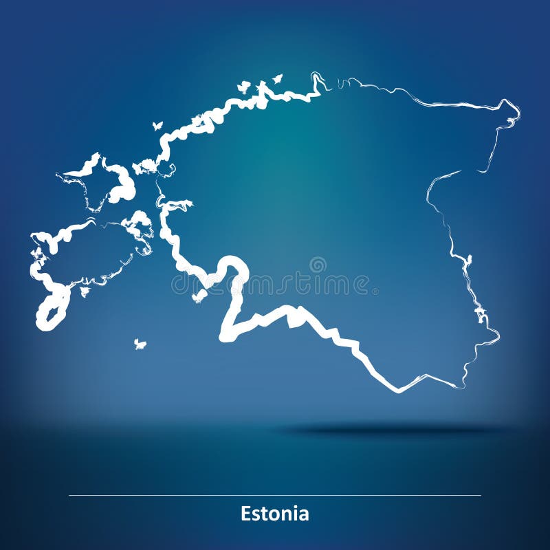 Doodle Map of Estonia stock vector. Illustration of white - 125162093