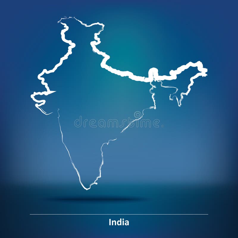 Doodle Map of India stock vector. Illustration of digital - 125162403