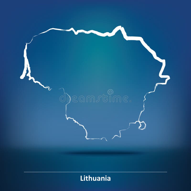Doodle Map of Lithuania stock vector. Illustration of cartography ...