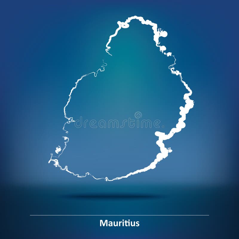 Doodle Map of Mauritius stock vector. Illustration of border - 125162979