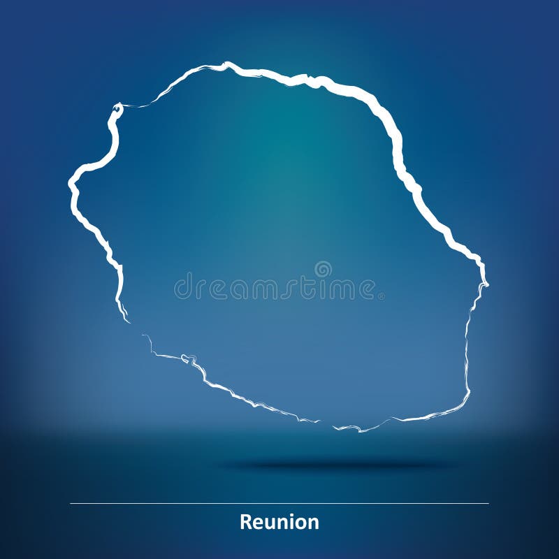 Doodle Map of Reunion stock vector. Illustration of accent - 125163368
