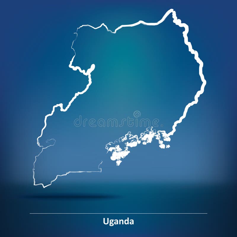 Doodle Map of Uganda stock vector. Illustration of atlas - 125163784