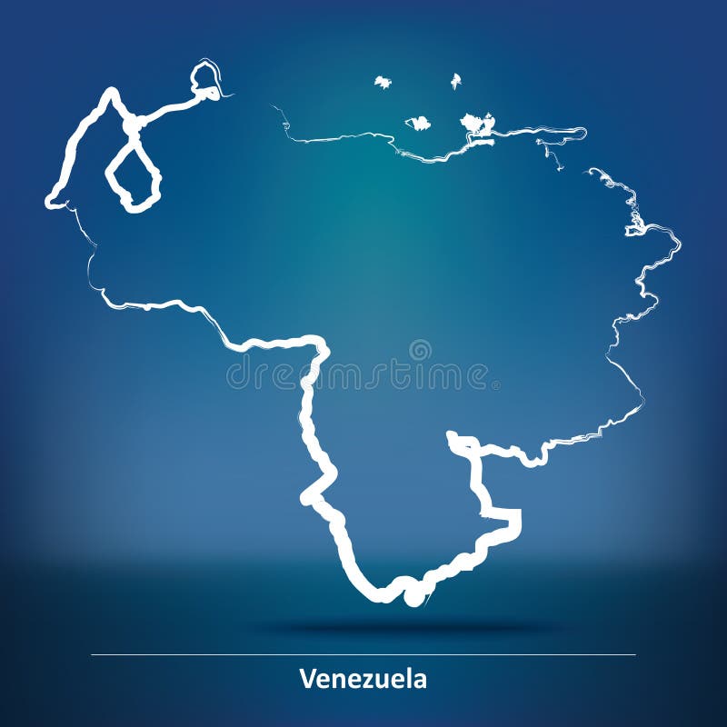 Doodle of Map of Venezuela, Drawing with Black Brush Strokes Stock ...