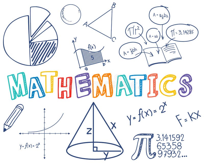 Doodle Math Font with Math Objects Stock Vector - Illustration of ...