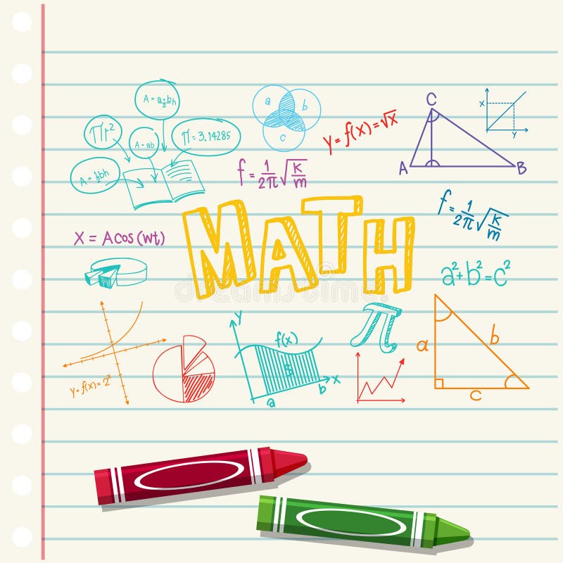 Doodle Math Formula with Mathematics Font on Notebook Page Stock Vector ...