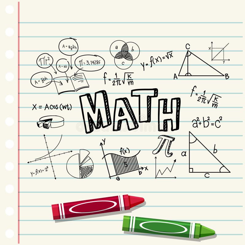 Doodle Math Formula with Mathematics Font on Notebook Page Stock Vector ...