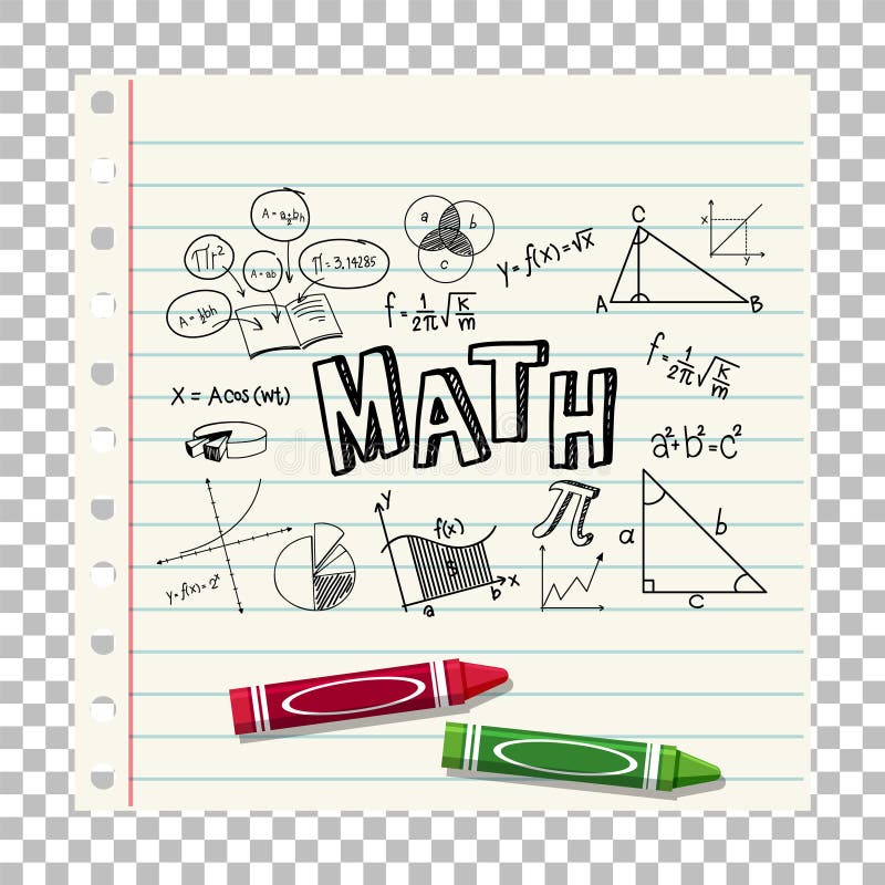 Doodle Math Formula with Mathematics Font on Notebook Page Stock Vector ...