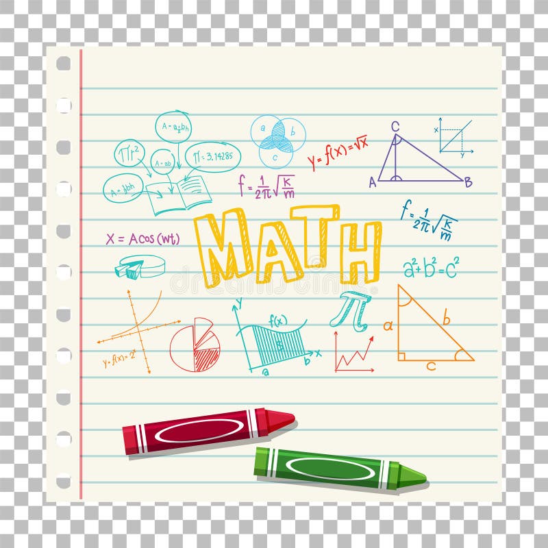 Doodle Math Formula with Mathematics Font on Notebook Page Stock Vector ...