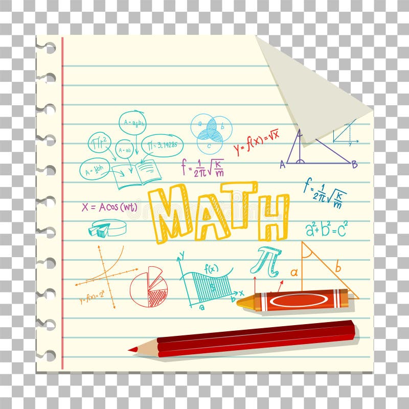 Doodle Math Formula with Mathematics Font on Notebook Page Stock Vector ...