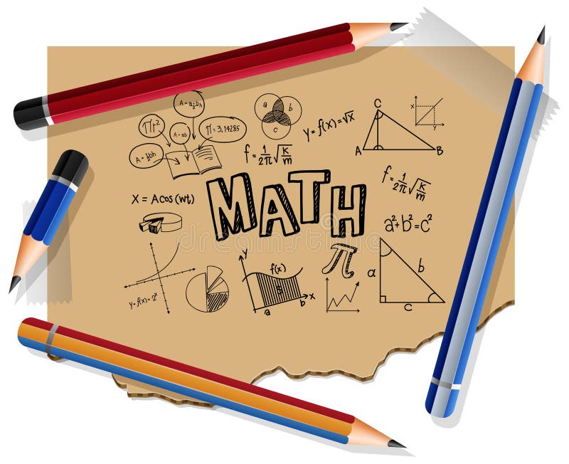 Doodle Math Formula with Mathematics Font on Notebook Page Stock Vector ...
