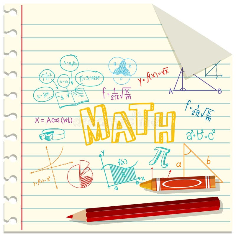 Doodle Math Formula with Mathematics Font on Notebook Page Stock Vector ...