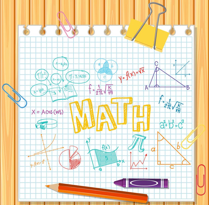 Doodle Math Formula with Mathematics Font on Wood Board Stock Vector ...