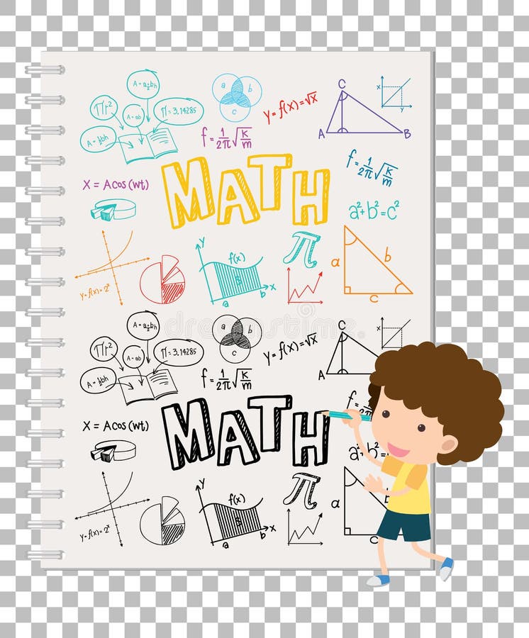 Doodle Math Formula on Notebook Page with Kid Stock Vector ...