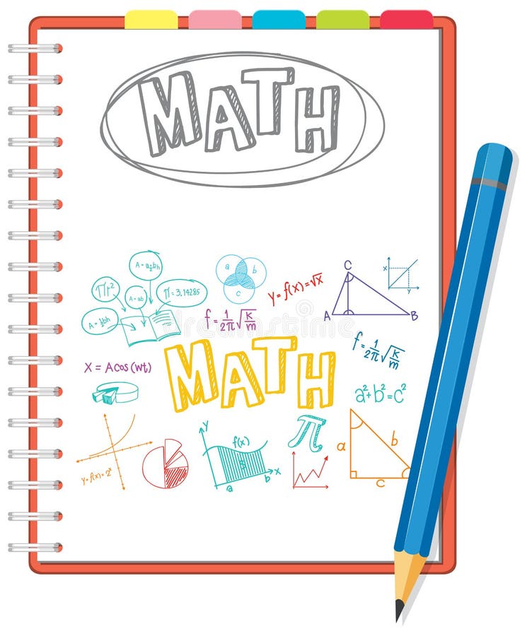 Doodle Math Formula on Notebook Page with Pencil Stock Vector ...
