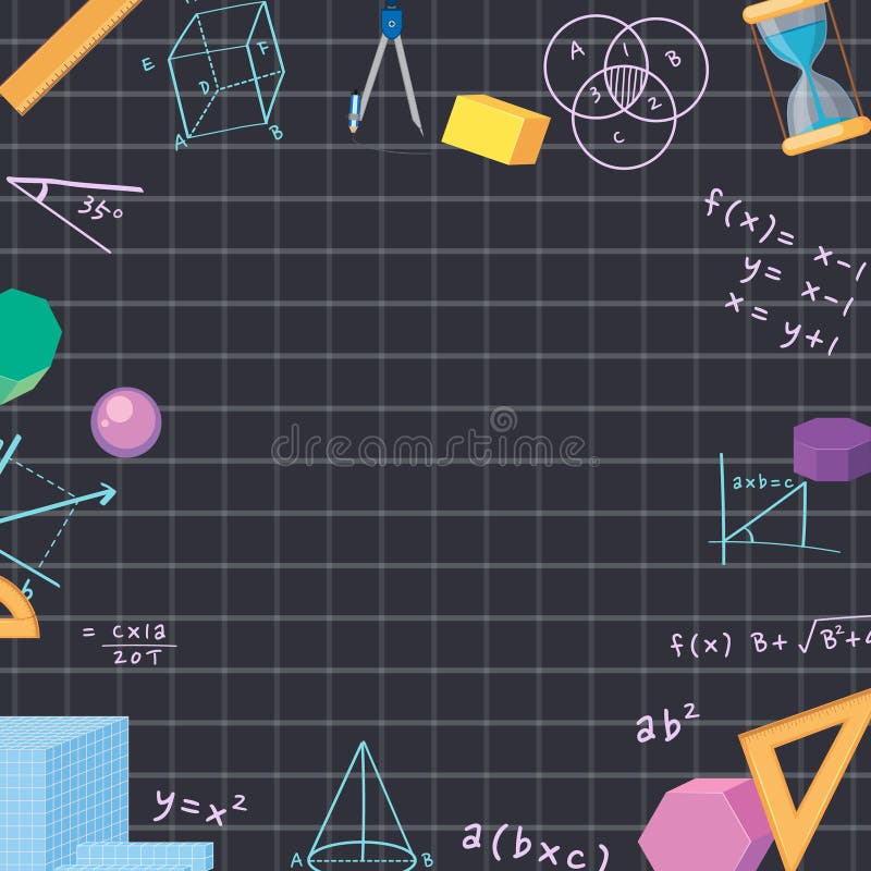 Doodle math objects border stock vector. Illustration of drawing ...